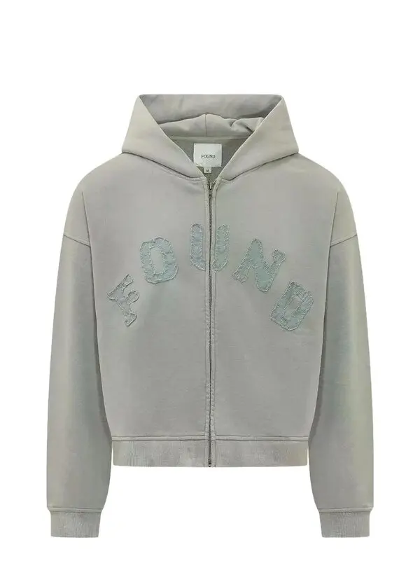 FOUND Logo-patch Zip-up Hoodie - Grey