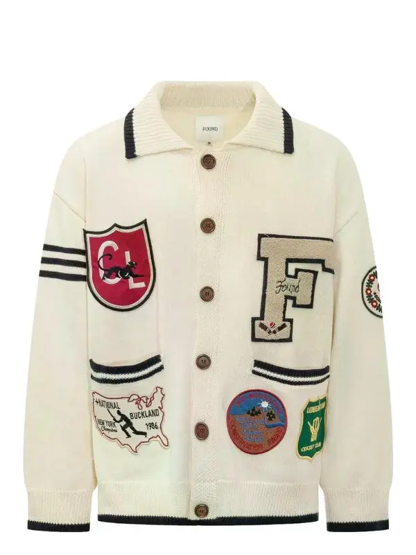 FOUND Varsity Patch-detail Cardigan - White