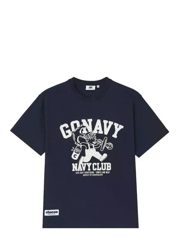 CHOCOOLATE Graphic-print Logo-patch T-shirt - Blue
