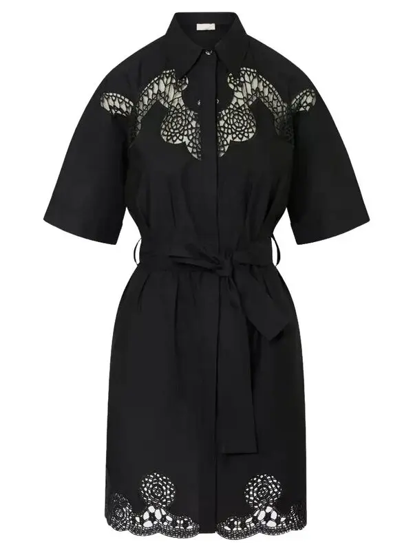 Liu Jo Lace Insert Belted Mini Dress - Black