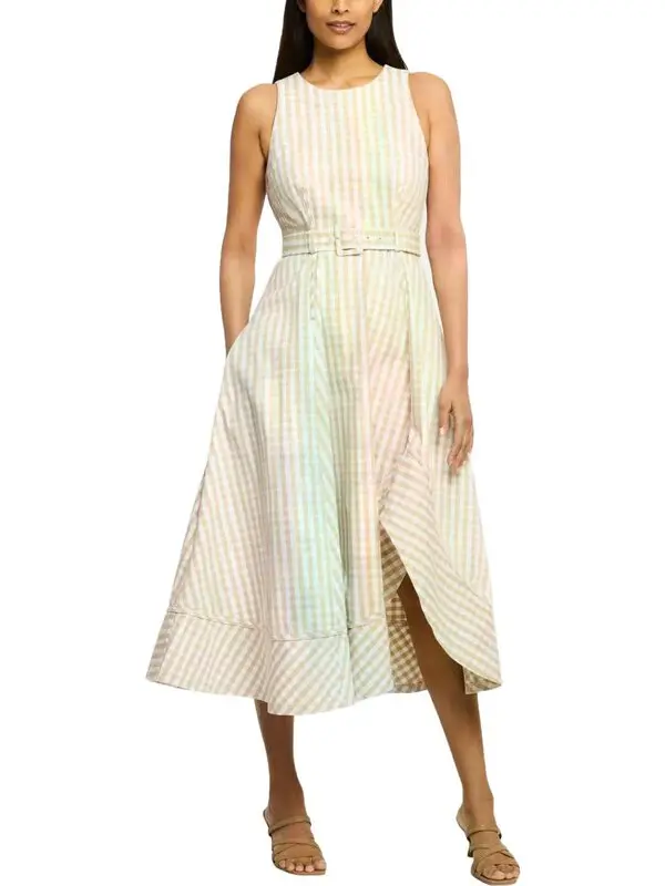 Cinq À Sept Zelda Gingham-print Dress - Neutrals