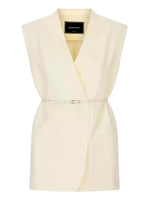 Fabiana Filippi Belted Sleeveless Jacket - Neutrals