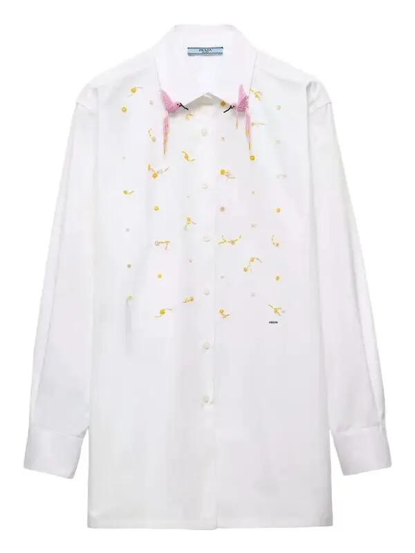 Prada Embroidered Poplin Shirt - White