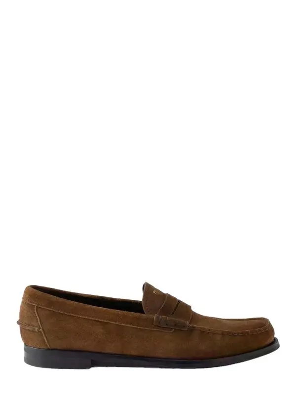 Prada Vintage-effect Suede Loafers - Brown