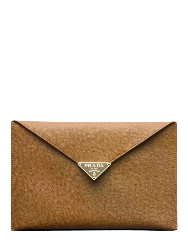 Prada Saffiano Leather Envelope Clutch - Neutrals