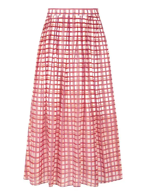 Max Mara Check-pattern Pleated Midi Skirt - Red