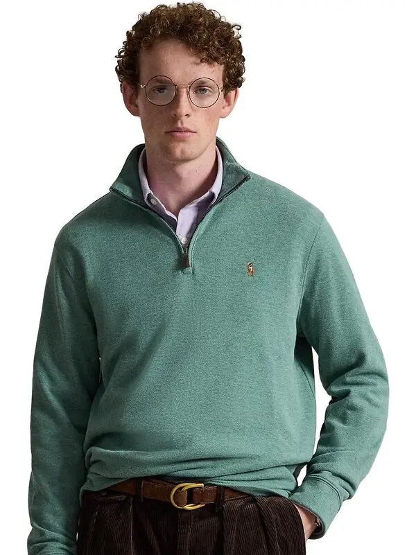 Ralph Lauren Estate-rib Quarter-zip Pullover - Pine Heather