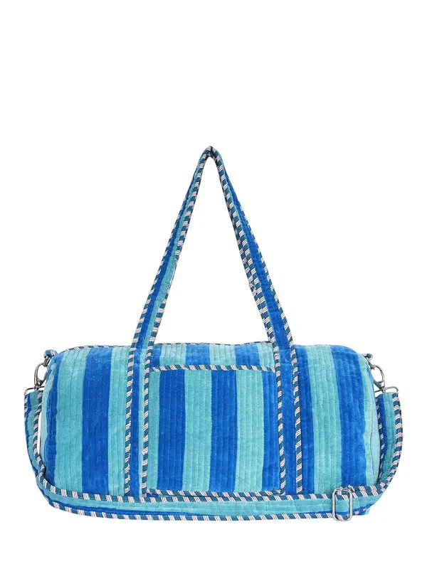 CYC Striped Velvet Weekender Bag - Blue