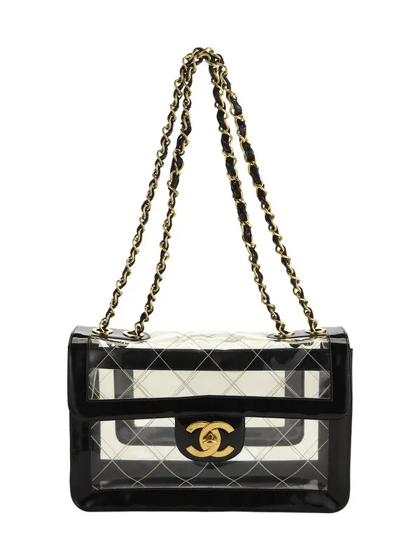 Chanel Vinyl Half Flap Shoulder Bag - Black