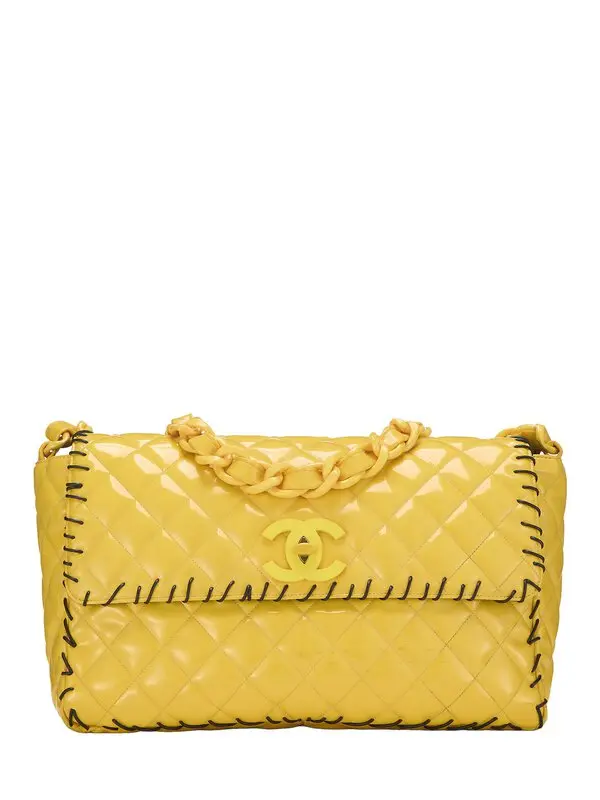 Chanel Vinyl Whipstitch Half Flap - Yellow
