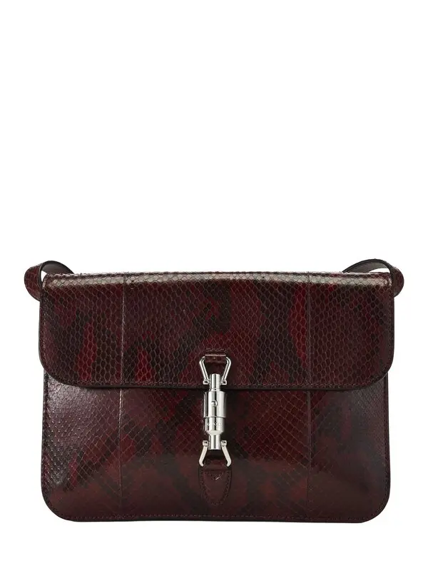 Gucci Python Jackie Soft Flap Bag - Burgundy