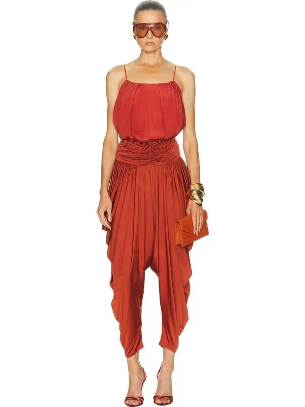 Balmain Thin Straps Draped Top - Rouge Ocre