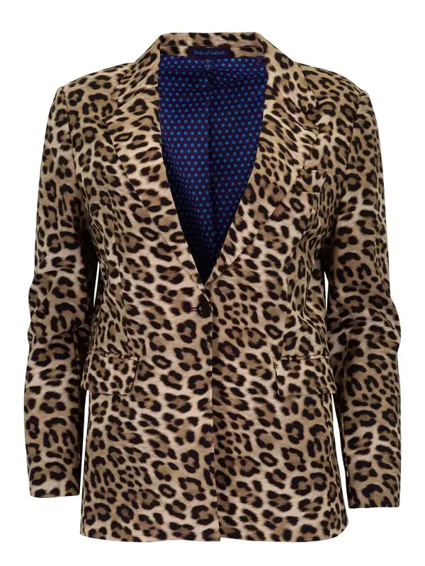 LORDS OF HARLECH Julia Leopard Tailored Blazer - Brown