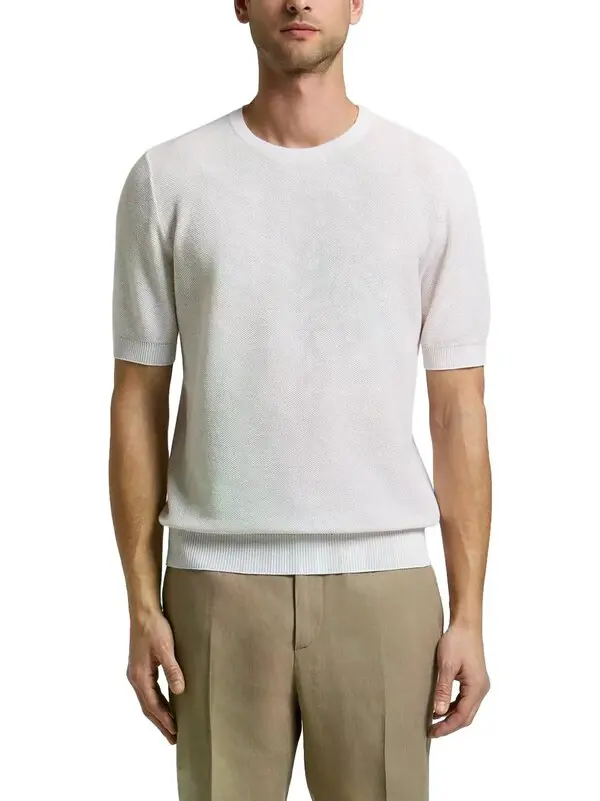 Peserico Waffle-knit Short-sleeved Top - Neutrals