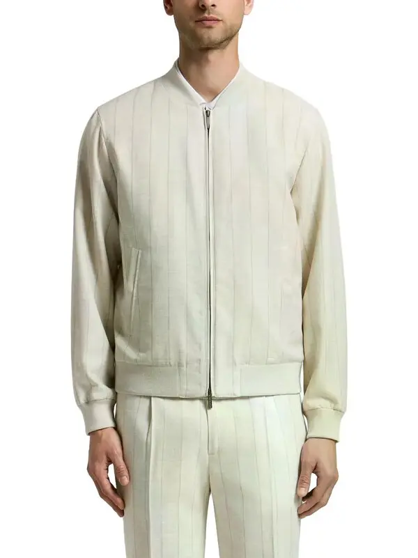 Peserico Pinstriped Zip-up Sweater - Neutrals