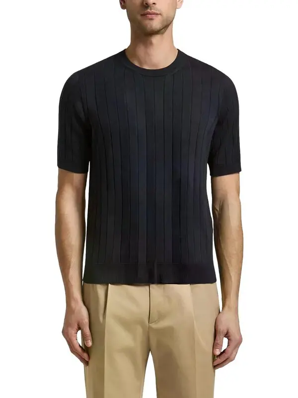 Peserico Ribbed-knit Short-sleeve Top - Blue