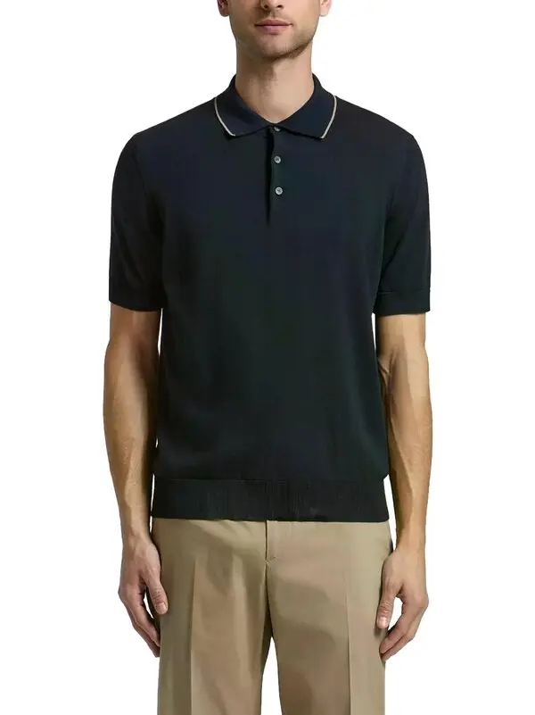 Peserico Contrast-trim Polo Shirt - Blue