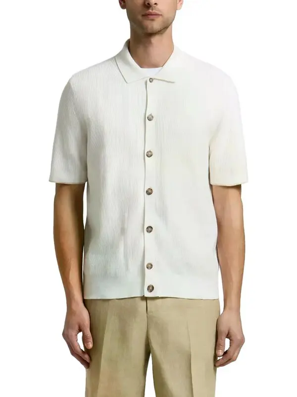 Peserico Ribbed-knit Short-sleeve Shirt - Neutrals