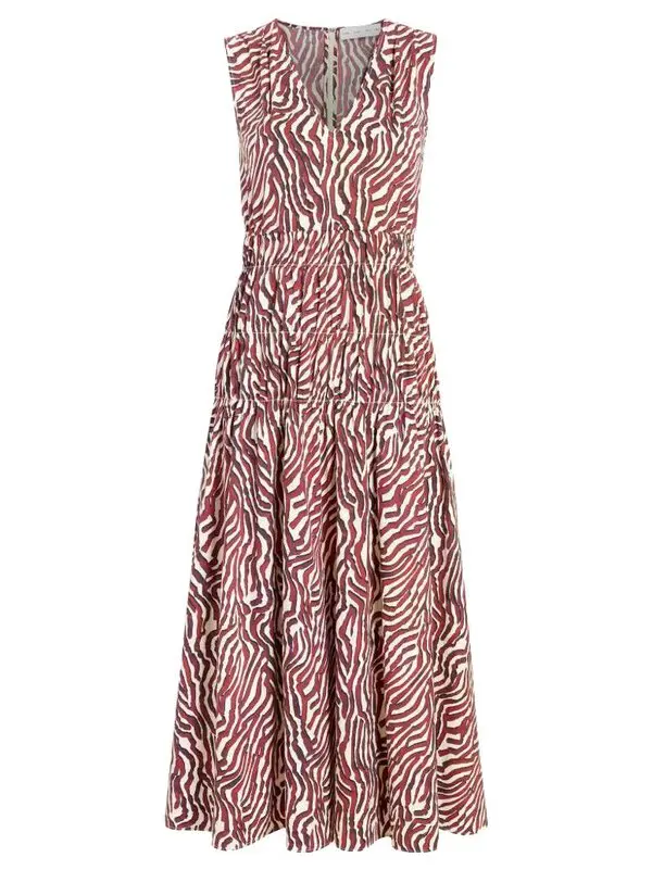 Proenza Schouler White Label Zebra-print Smocked Midi Dress - Red
