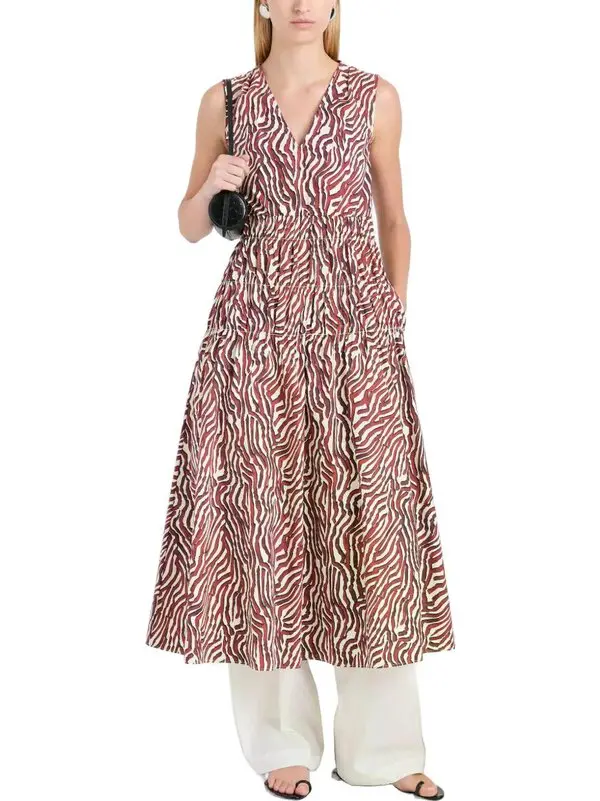 Proenza Schouler White Label Zebra-print Smocked Midi Dress - Red