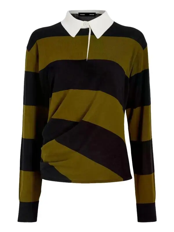 Proenza Schouler Striped Polo Top - Green