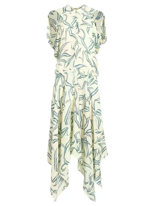 Proenza Schouler Sybella Leaf-print Midi Dress - Neutrals