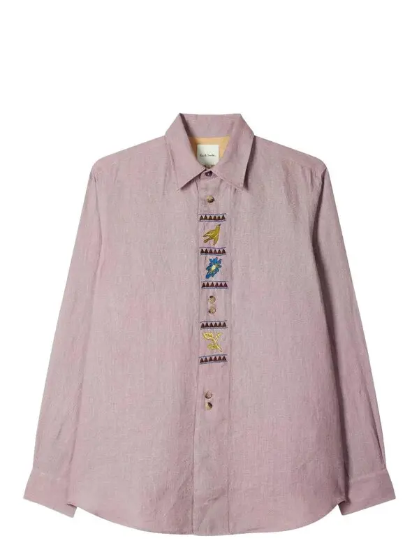Paul Smith Embroidered Linen Shirt - Pink