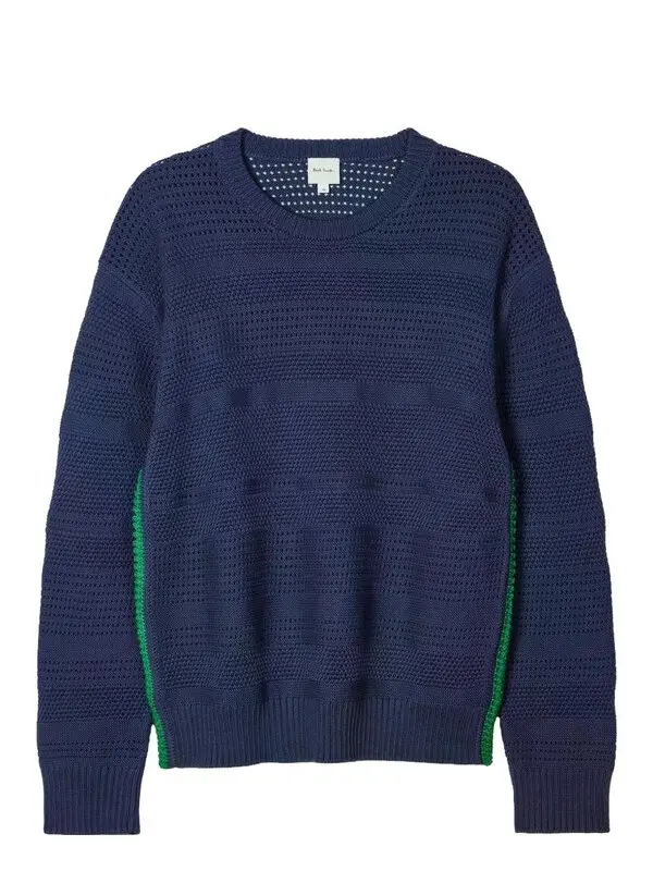 Paul Smith Textured-knit Side-stripe Sweater - Blue