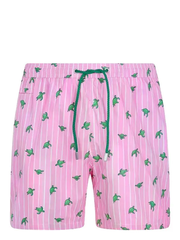 MC2 SAINT BARTH Turtle-print Striped Swim Shorts - Pink