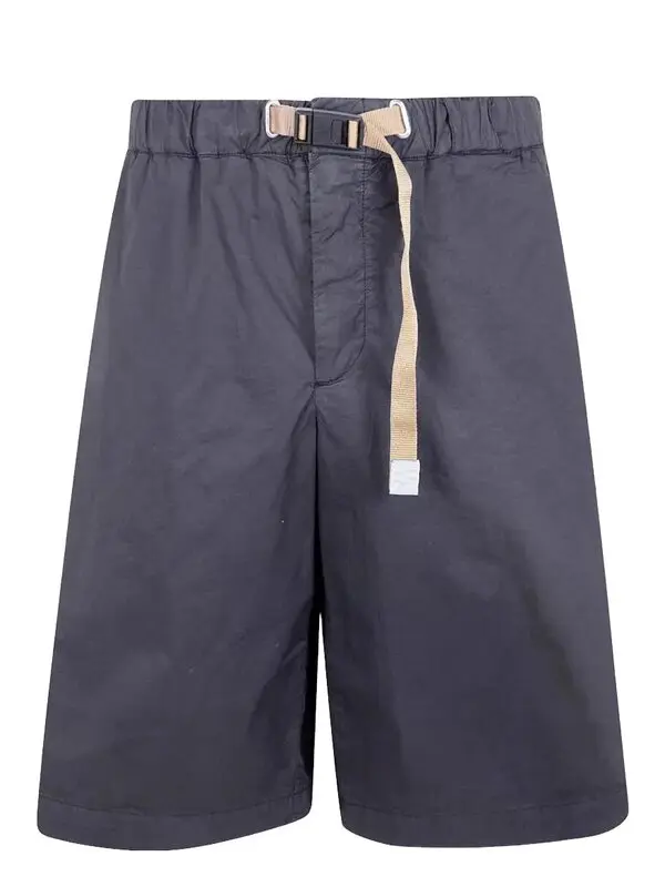 WHITE SAND Belted-waist Cotton Shorts - Black