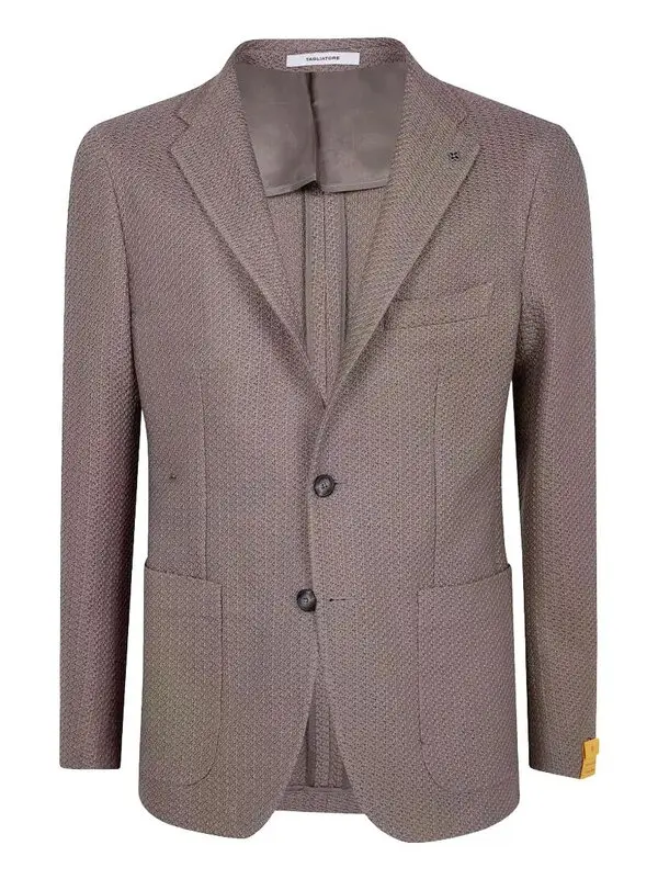 Tagliatore Textured-knit Single-breasted Blazer - Brown