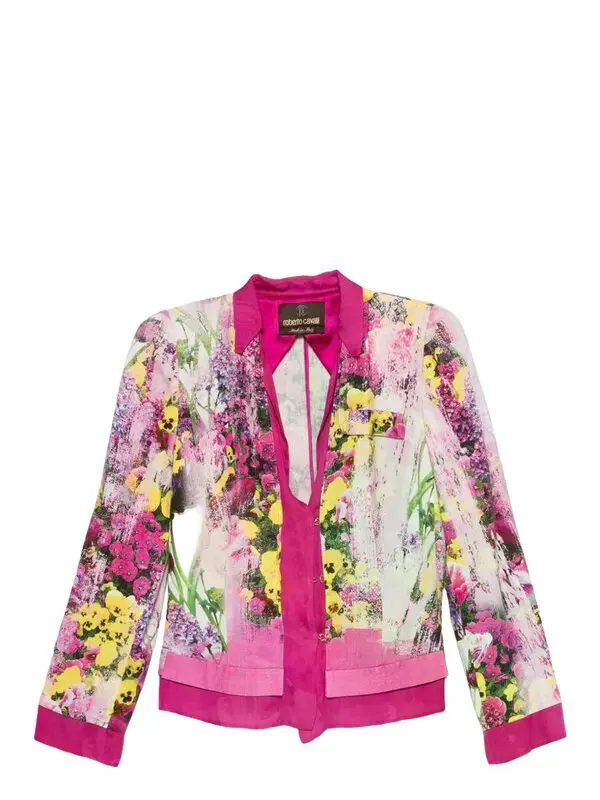 Roberto Cavalli 2000s Floral Print Jacket - Pink