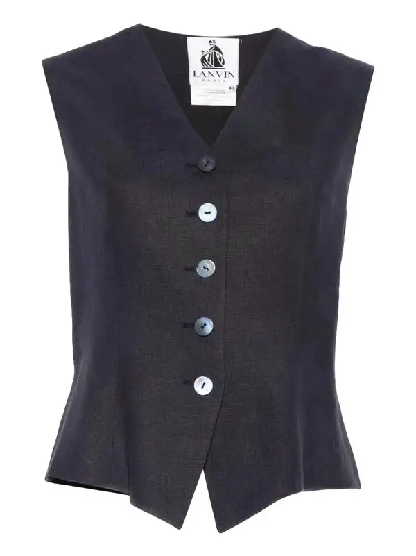 LANVIN V-neck Button-up Waistcoat - Blue