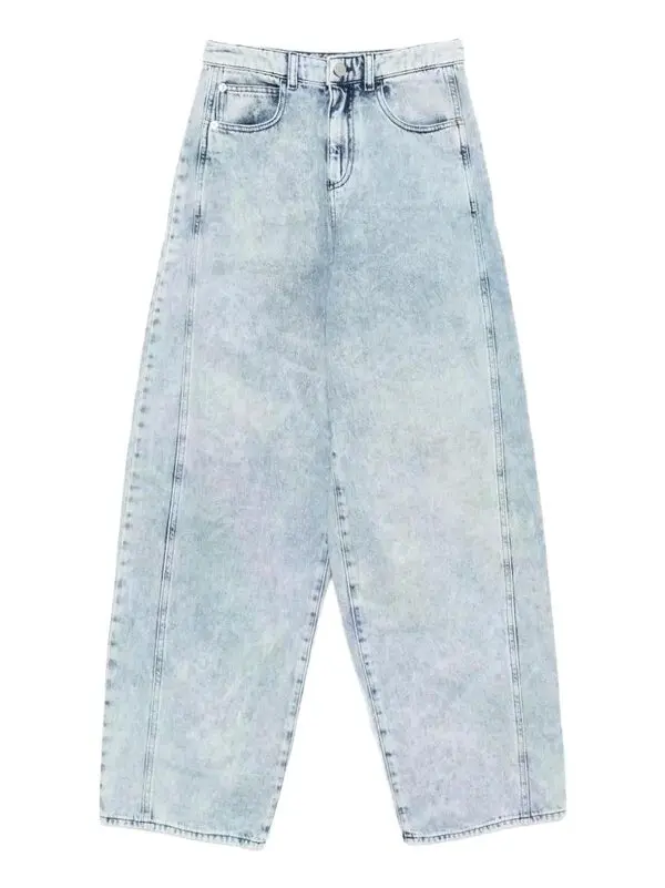 Emporio Armani Acid Wash Jeans With Logo Patch - Blue