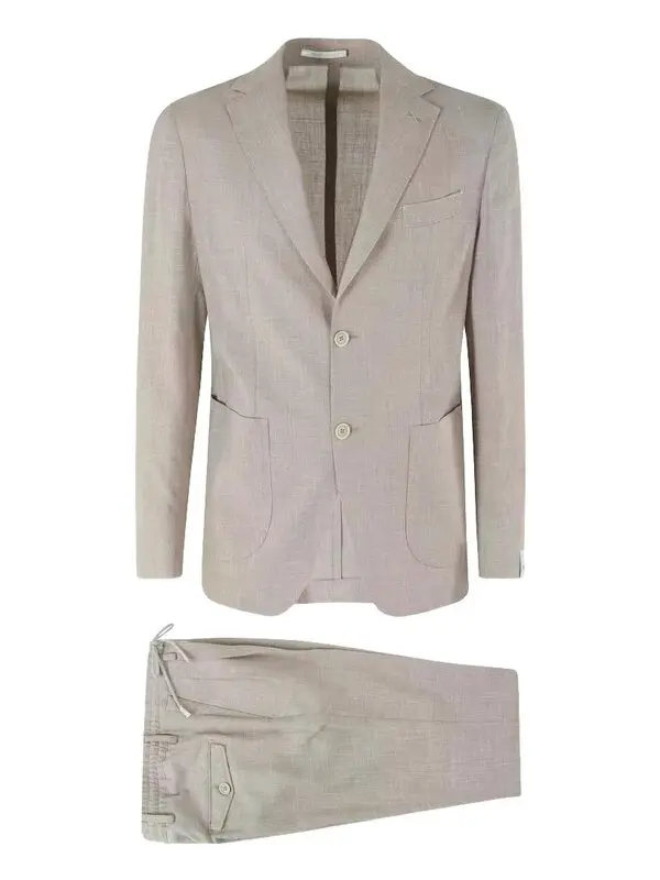 Eleventy Drawstring-waist Notched-lapel Suit - Neutrals