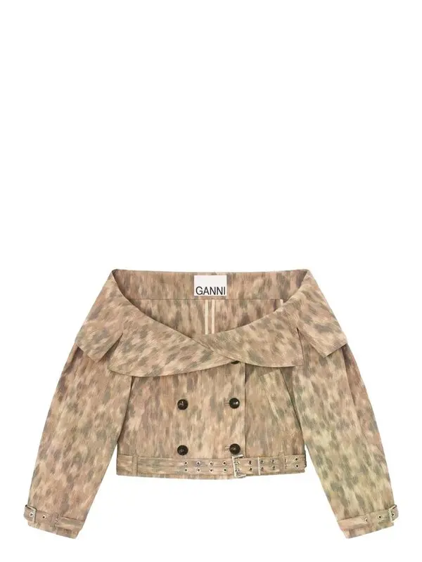 GANNI Off-shoulder Jacket - Neutrals