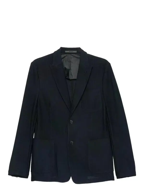 Giorgio Armani Honeycomb-knit Notch-lapel Blazer - Blue