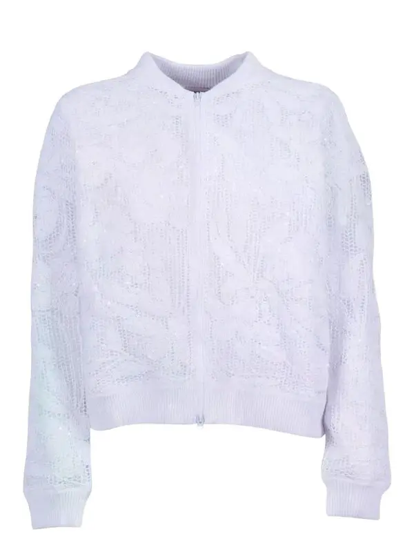 KANGRA Sequin-embellished Crochet-knit Jacket - White