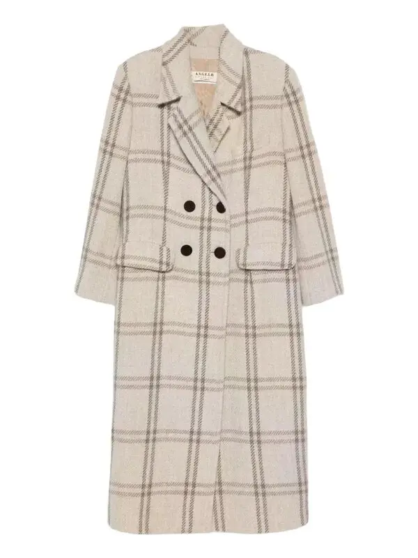 A.N.G.E.L.O. VINTAGE CULT 1990s Check-pattern Double-breasted Coat - Neutrals
