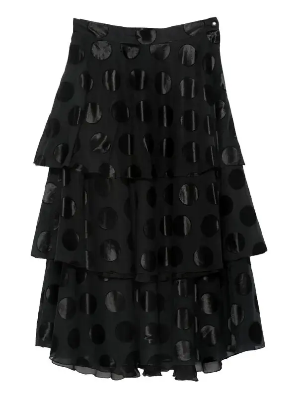 Dior 1970s Polka-dot Midi Skirt - Black