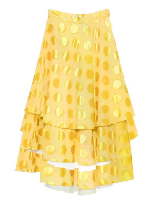 Dior 1970s Polka-dot Midi Skirt - Yellow