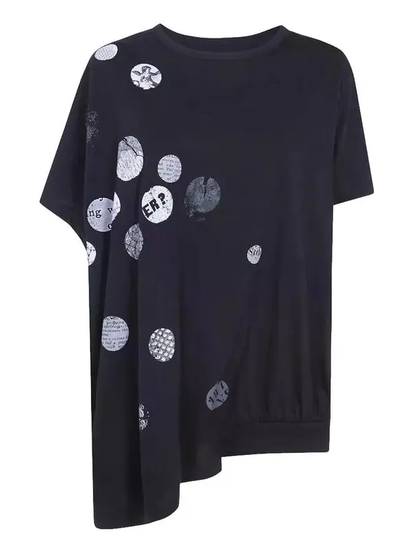 Y’s Graphic-print Asymmetric T-shirt - Black