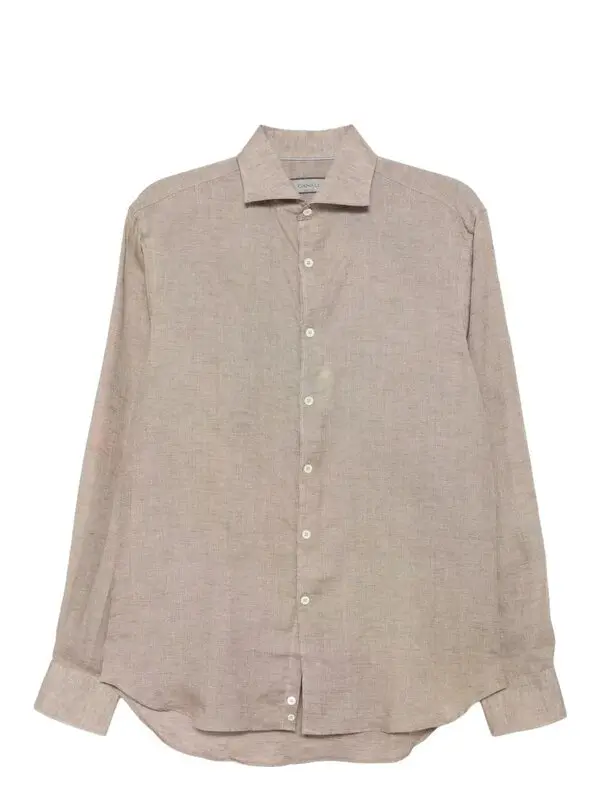 Canali Linen Button-up Shirt - Neutrals