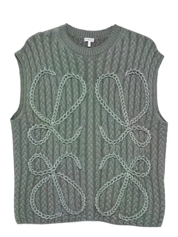 Loewe Anagram Cable-knit Sweater - Green