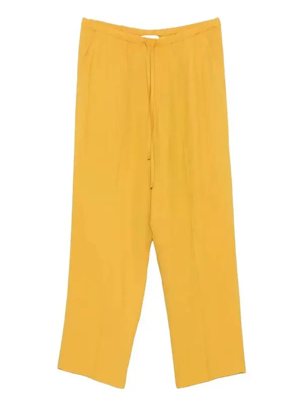 SECOND / LAYER Drawstring-waistband Pressed-crease Trousers - Black