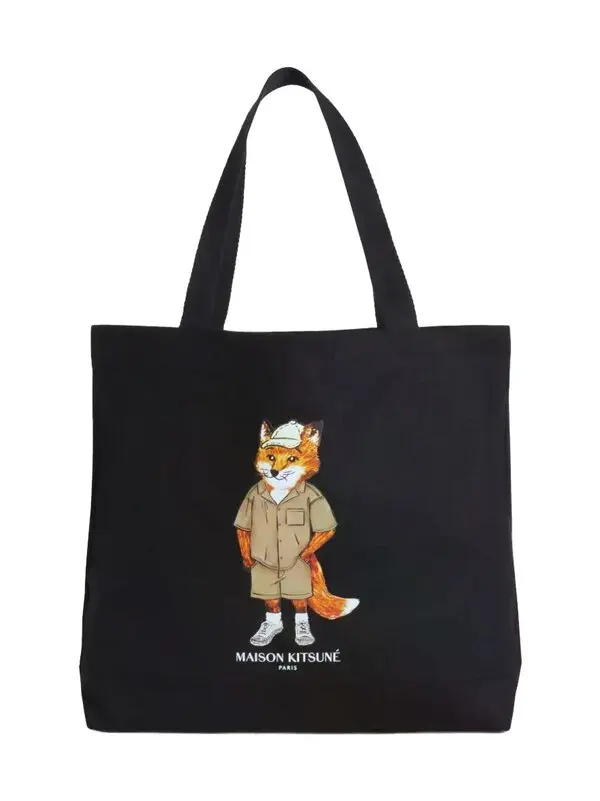 Maison Kitsuné Logo-print Tote Bag - Black