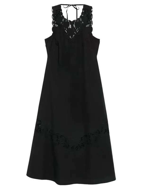 TWINSET Lace-trim Midi Dress - Black