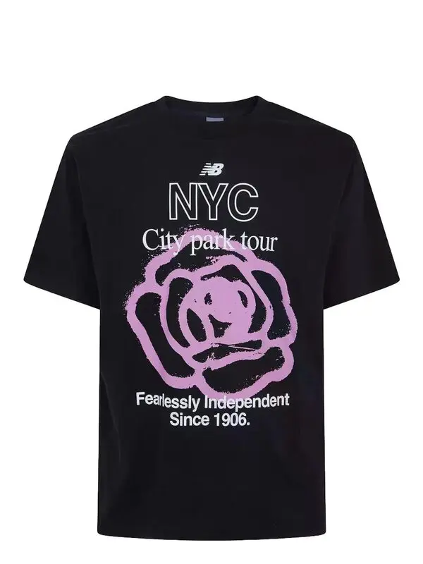 NEW BALANCE Graphic Print Cotton T-shirt - Black