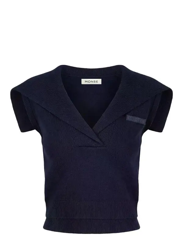 Monse Sailor Collar V-neck Knit Top - Blue
