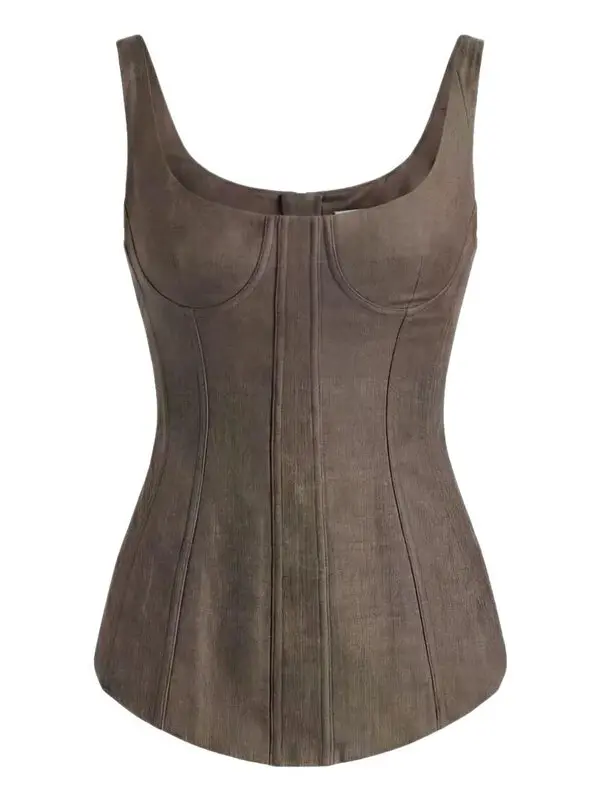Monse Sleeveless Corset Top - Brown